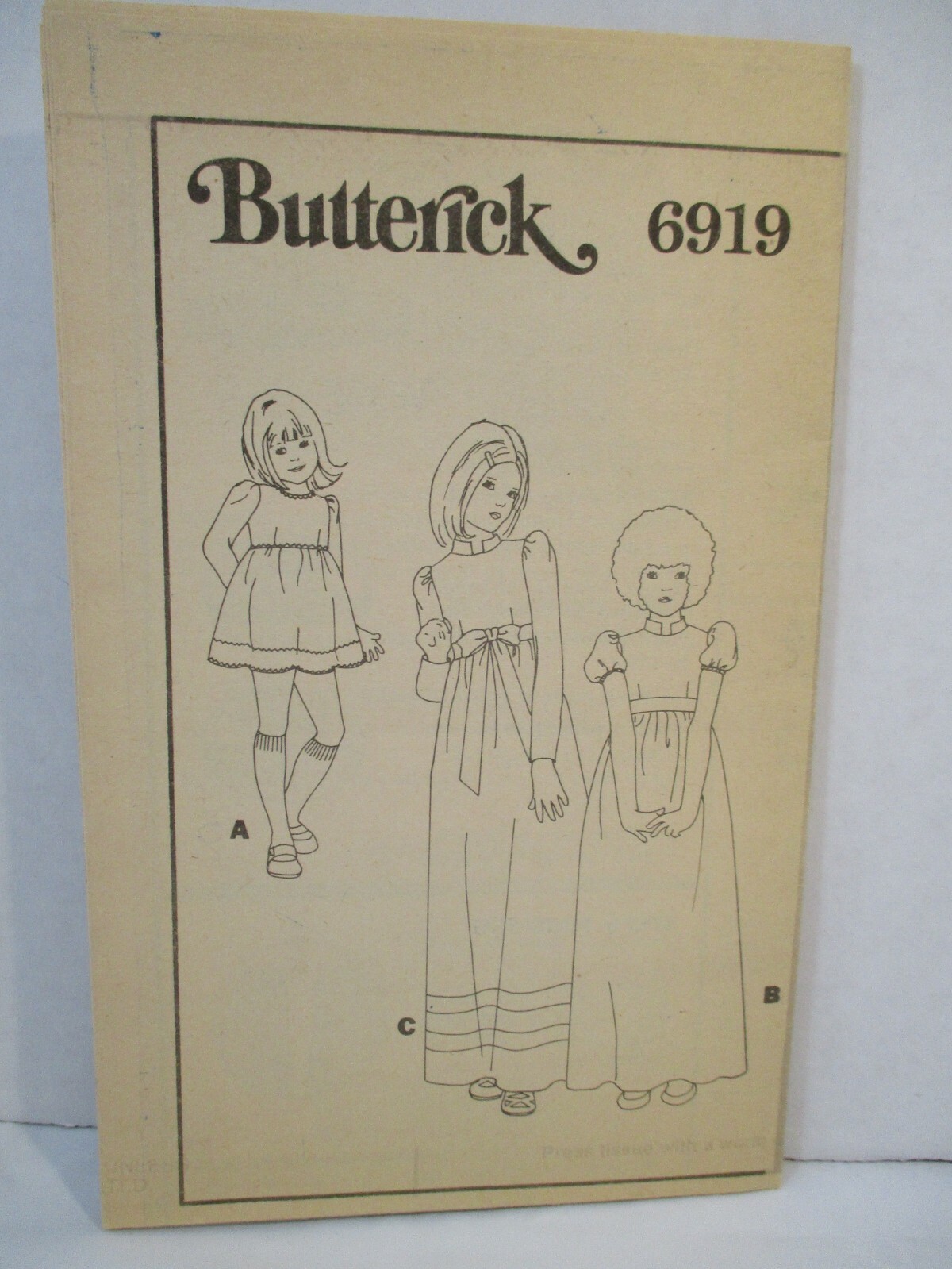 Butterick Pattern 6919 Girls Size 10 High Waist Dress Short Long Puffy ...