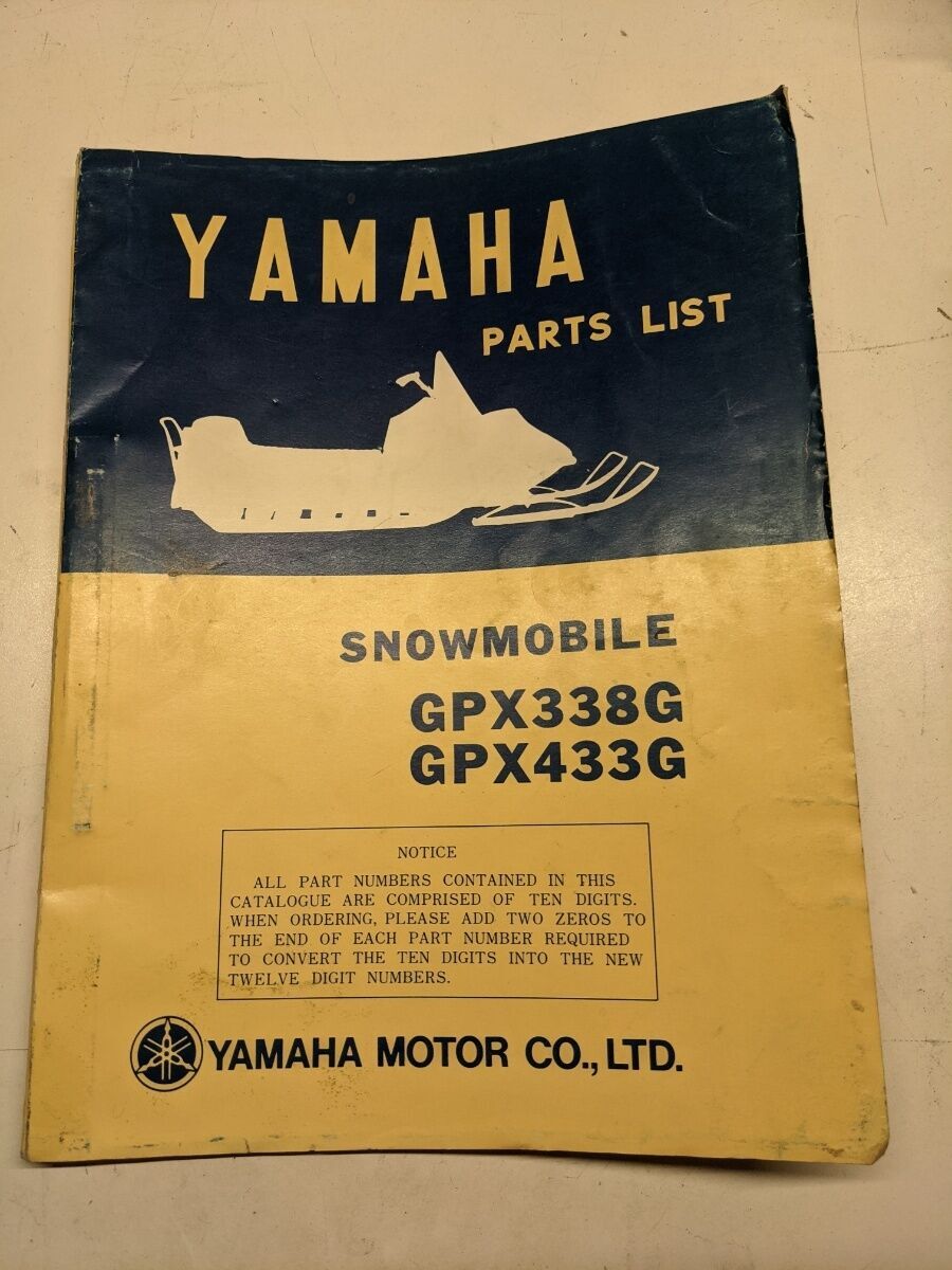Original Yamaha Parts List Book Model GPX338G GPX433G 1974 888-28198-60 ...