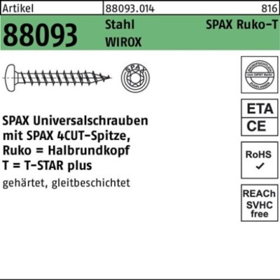 500er PACK(Stk) SPAX 880930140045030 Schraube R 88093 Ruko m.Spitze/T ...