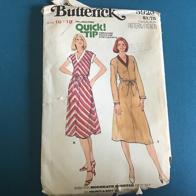 Butterick 5928 Womens A-Line Gathered Waist Dress Pattern Sz 16-18 | eBay