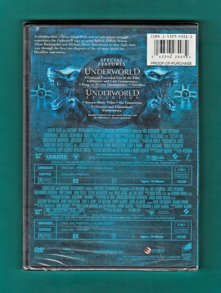 Underworld / Underworld: Evolution (DVD, 2009, 2-Disc Set) 43396284982 ...