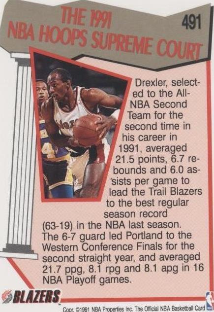 1991-92 NBA Hoops - Clyde Drexler #491 for sale | eBay
