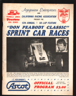 Sports Pub: Ascot Park Speedway CRA Sprint Car Race Program 11/18/1989 ...