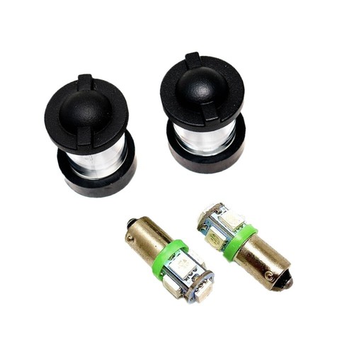 2 Green Dash Bulbs + Black Lens Kit 6 Piece Incl Gaskets fits Military ...