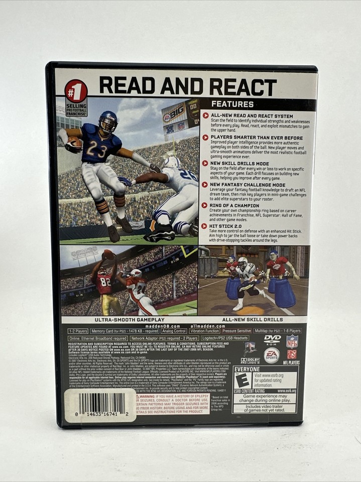 Madden NFL 08 PS2 (Sony PlayStation 2, 2007) Mint Disc - CIB With ...