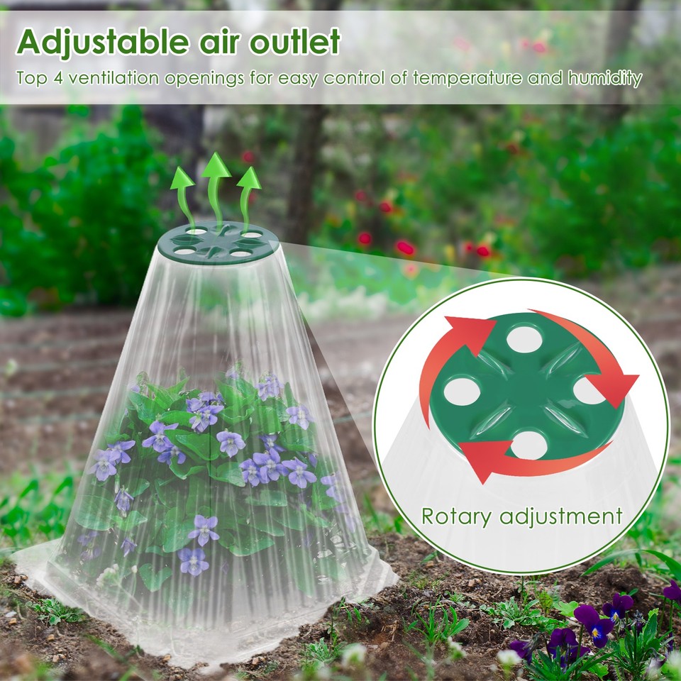 20 Pack Garden Cloche with Rotatable Vent Plastic Plants Cover with ...