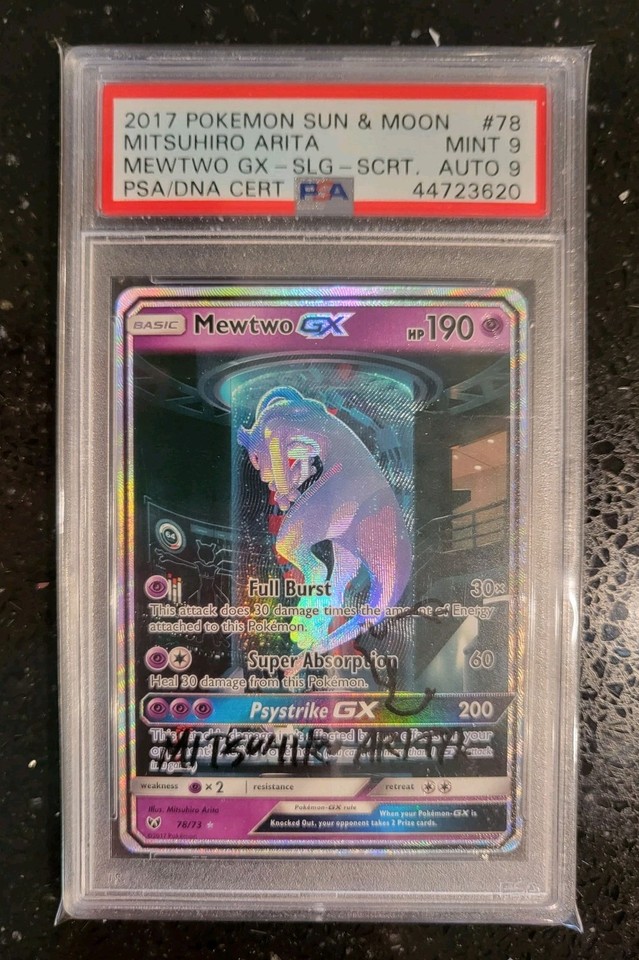 PSA 9 AUTO 9 Mitsuhiro Arita Signed & Sketched Pokemon Mewtwo "Mewtube ...
