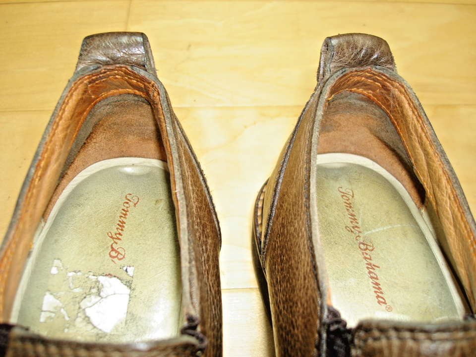Sz 9 M TOMMY BAHAMA "EATON" Men's Shoes, Brown Textured Leather Loafer ...