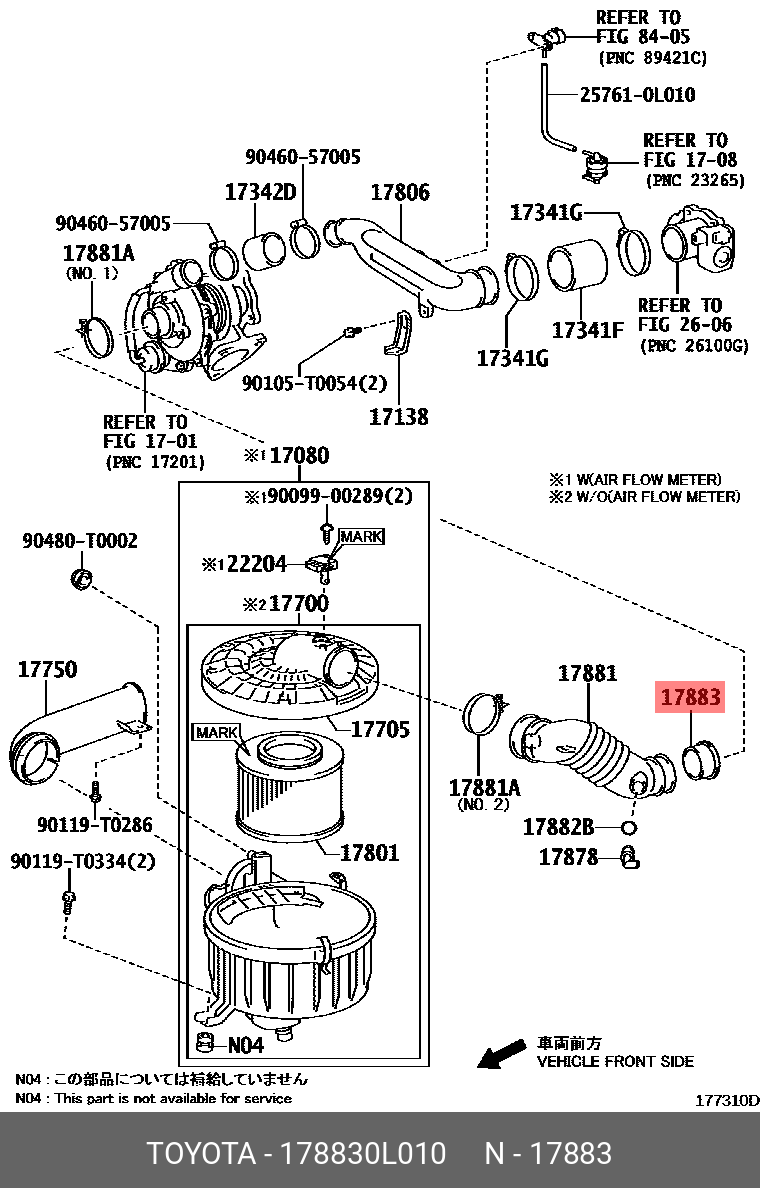 Genuine OE hose, air, no.1, 178830L010 for TOYOTA 17883-0L010 | eBay
