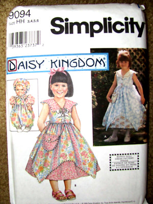 Simplicity 9094 Uncut Daisy Kingdom Girls Dress Size HH 3,4,5,6 + Doll ...