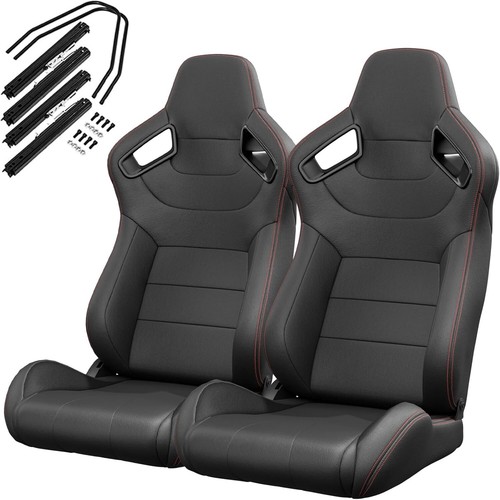 Pair of Universal Racing Seats, PVC Leather, Racing Bucket Seats with ...