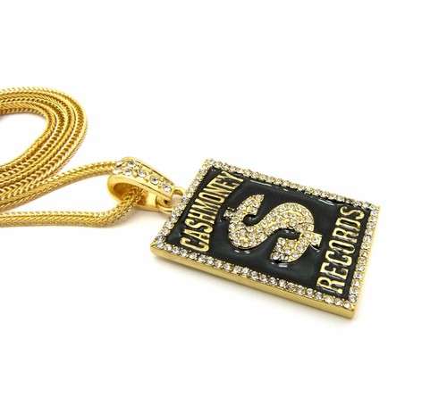 NEW CASH MONEY RECORDS PENDANT & 24" BOX/CUBAN/ROPE/FOX CHAIN NECKLACE ...