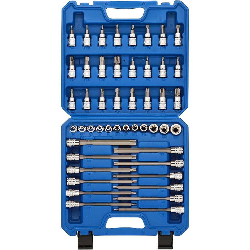 8PCS 3/8"Dr.Master Torx Bit Socket Set CR-V 5.9" Length Star Bit E4 ...