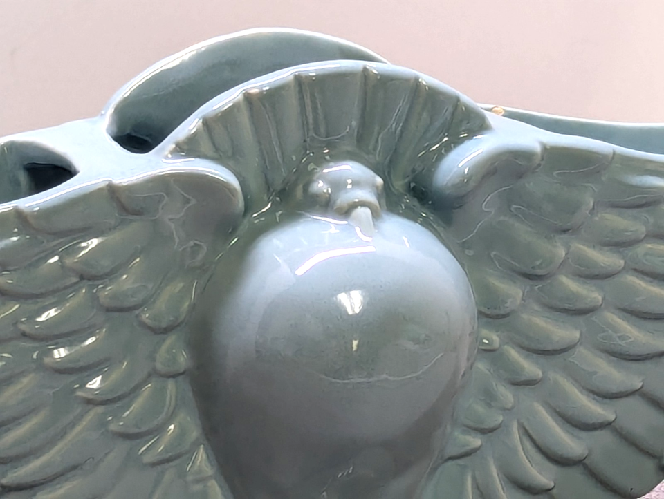 Haeger Pottery Pouter Pigeon Bird BIG Vase Turquoise Green Vtg 18" Wing ...