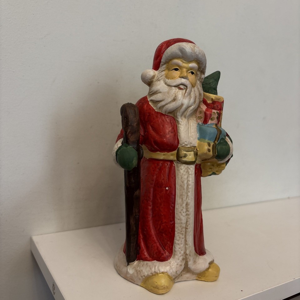 Vintage Hand Painted Traditional Santa Figure Ornament Father Christmas ...