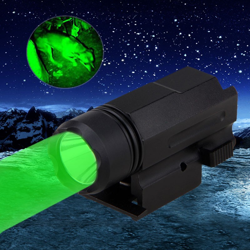 Mini Green LED Flashlight Light 20mm Picatinny Rail Hunting Torch ...