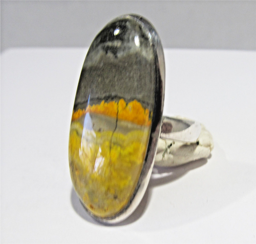 925 Silver Oval Bumble Bee Jasper Ring 6 | eBay