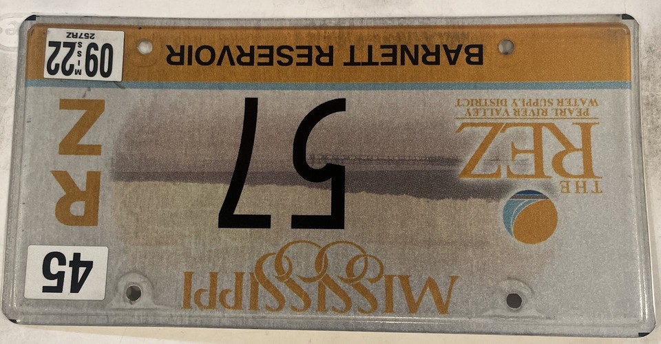 LOW #57 ROSS BARNETT RESERVOIR REZ PARK license plate Dam PRVWSD ...