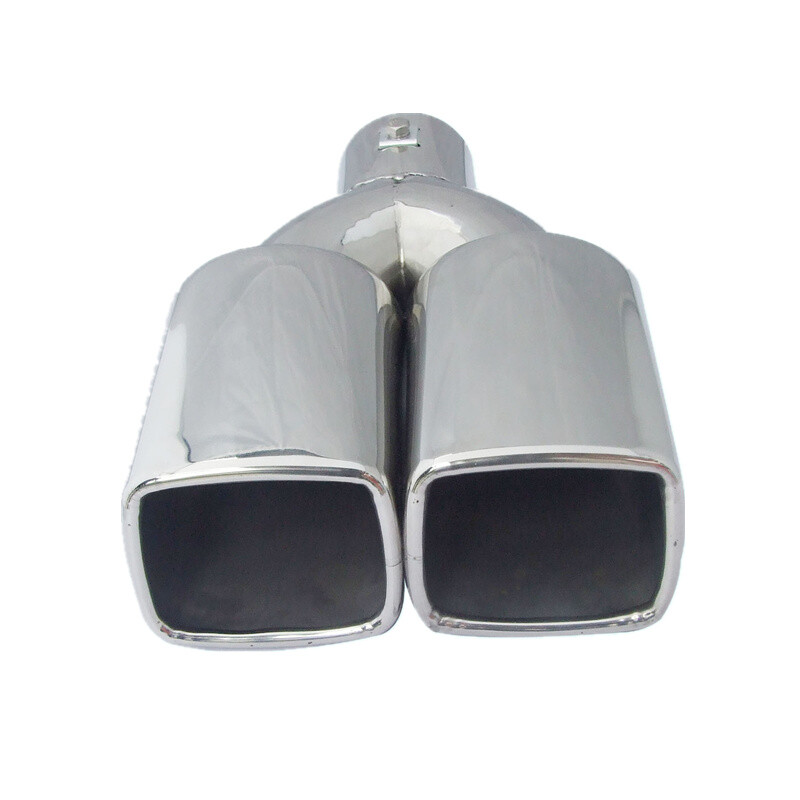 1PC Car Exhaust Muffler Tip Dual Square Tail Pipe Stainless Chrome 2.5 ...