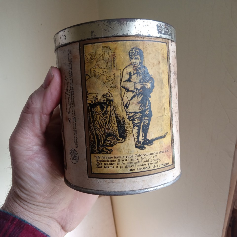 THE GARRICK SPHINX SMOKING TOBACCO EARLY 1900 LABELED CAN WITH ORIGINAL ...