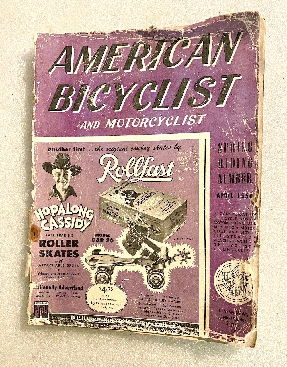 AMERICAN BICYCLIST MAGAZINE JUNE 1950- SCHWINN, SHELBY, WHIZZER JACK ...