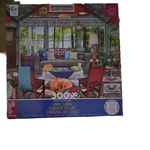 Ceaco Tracy Flickinger Lake Cabin 300 Piece Oversized Pcs Jigsaw Puzzle ...
