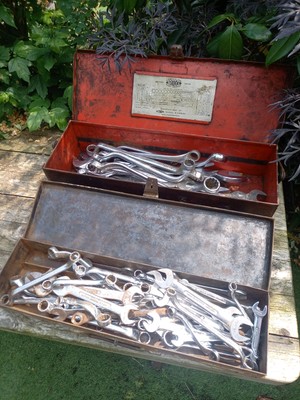 HUGE LOT OF BRITOOL SPANNERS &:8 METAL STORAGE BOXES - MORE BRITOOL ...