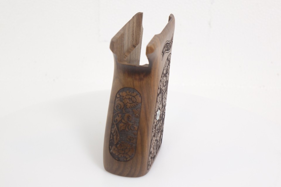 Walther PPK wraparound walnut grip/grips custom design "flora-2 & logo ...
