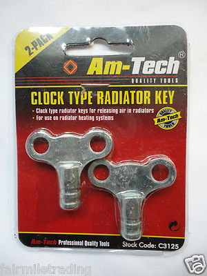 2 Radiator Keys Clock Type Bleed Bleeding Key Easigrip for Air Valve ...