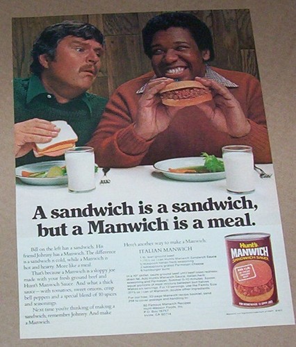 1977 print ad page - Hunt's MANWICH Sloppy Joe JOHNNY Italian sandwich ...