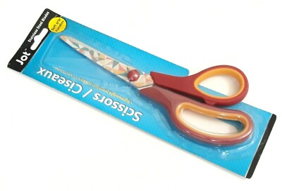 NEW RED ORANGE SOFT GRIP HANDLES SCISSORS JOT 7-1/2" LONG STAINLESS ...