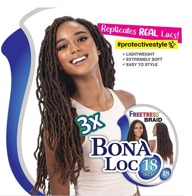 Freetress 3x Bona Loc 18 inch color darkest brown 2# crochet braid ...