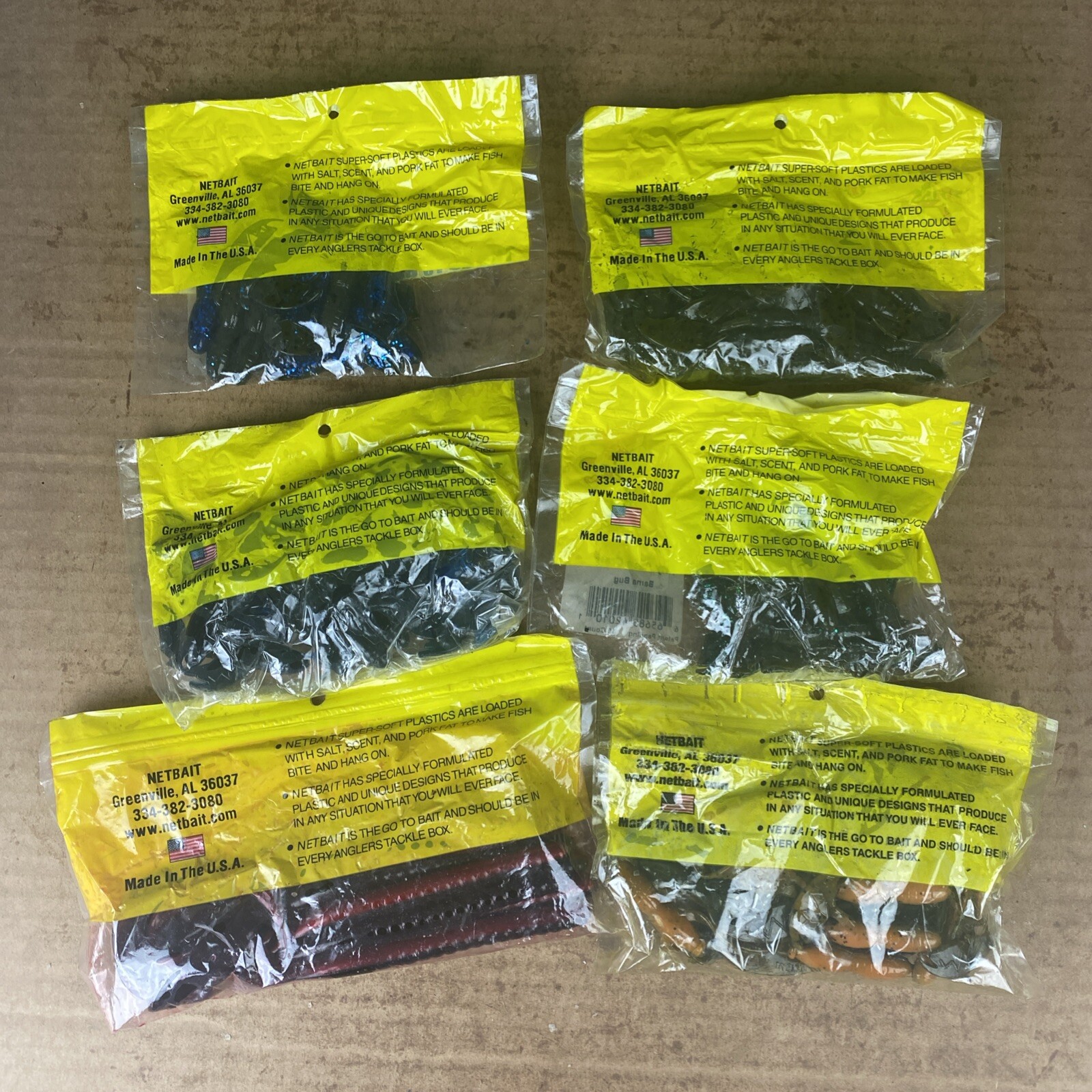 NetBait Worms Paca Craw 6 Packs Salt Fat Soft Bait Fishing Tackle Box ...