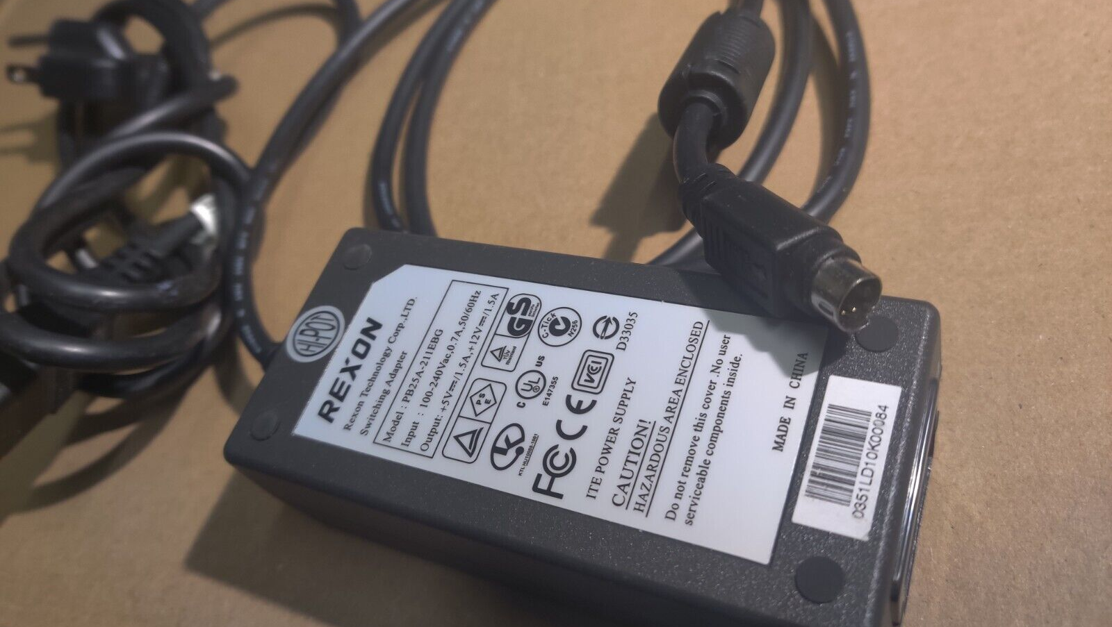 Rexon PB25A-211EBG Switching Adapter Output 5V 12V 1.5A Power Supply ...