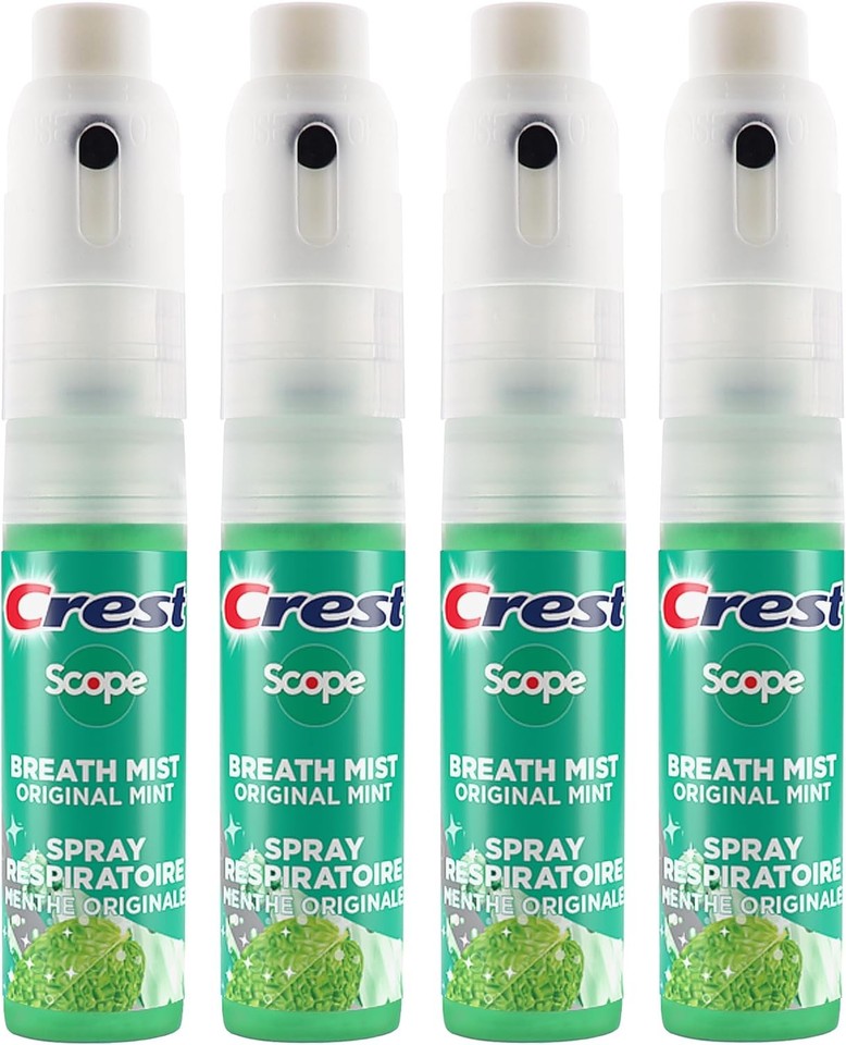 Crest Scope Mint Breath Mist 4 Pack Travel Size Instant Fresh Breath Spray | eBay