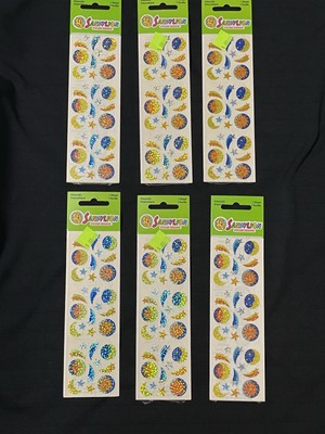 VINTAGE 1990s Sandylion Brand Stickers Lot of 6 Pages Moon & Stars ...