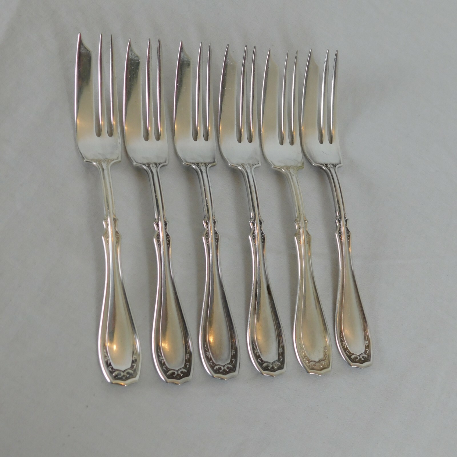 Irving Silverplate Pie Pastry Fork Set of 6 Oneida Keystone 1916 ...