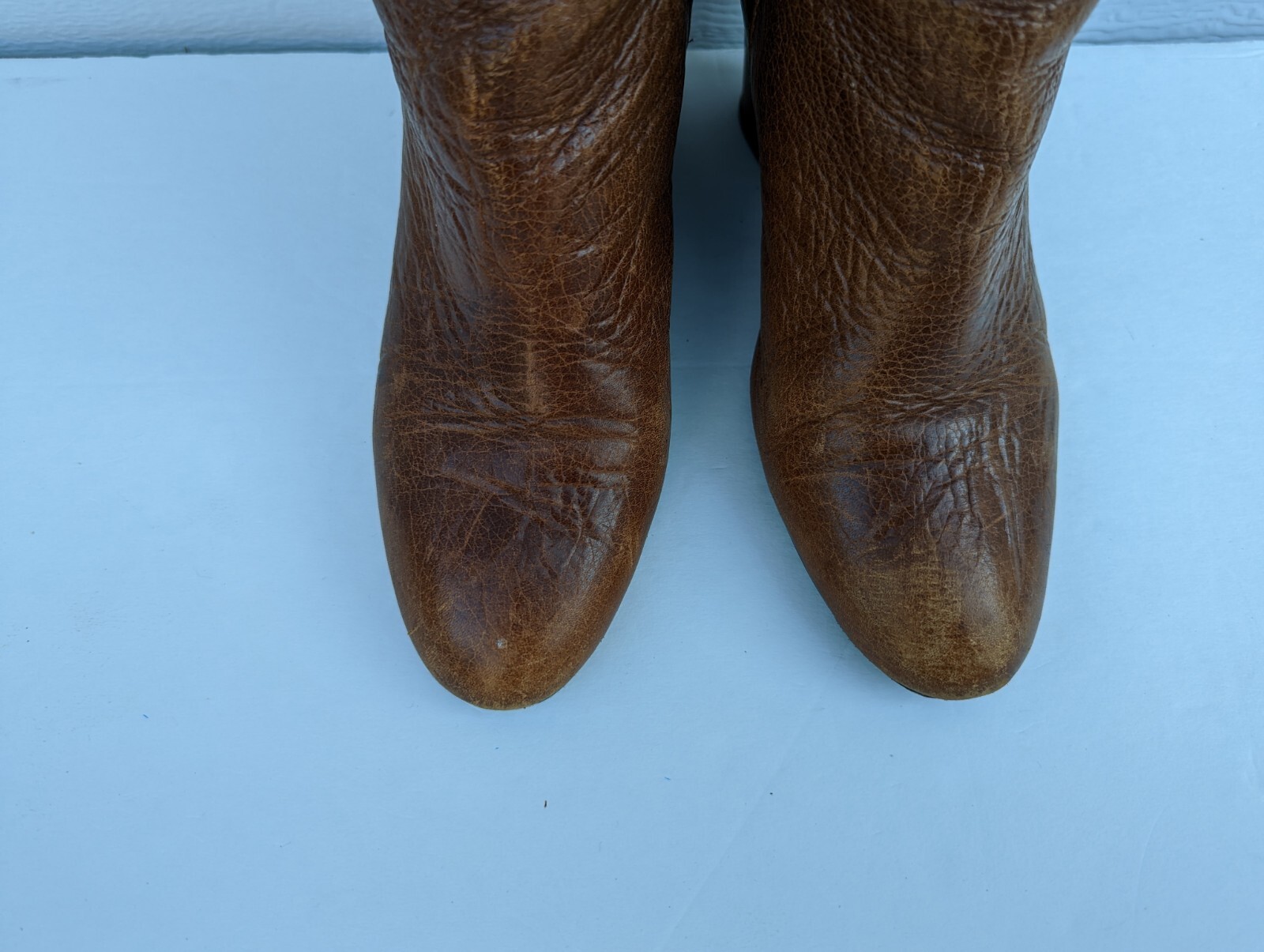 Steve Madden Iden Pebble Leather Rockabilly Wedge Knee Boots Brown ...