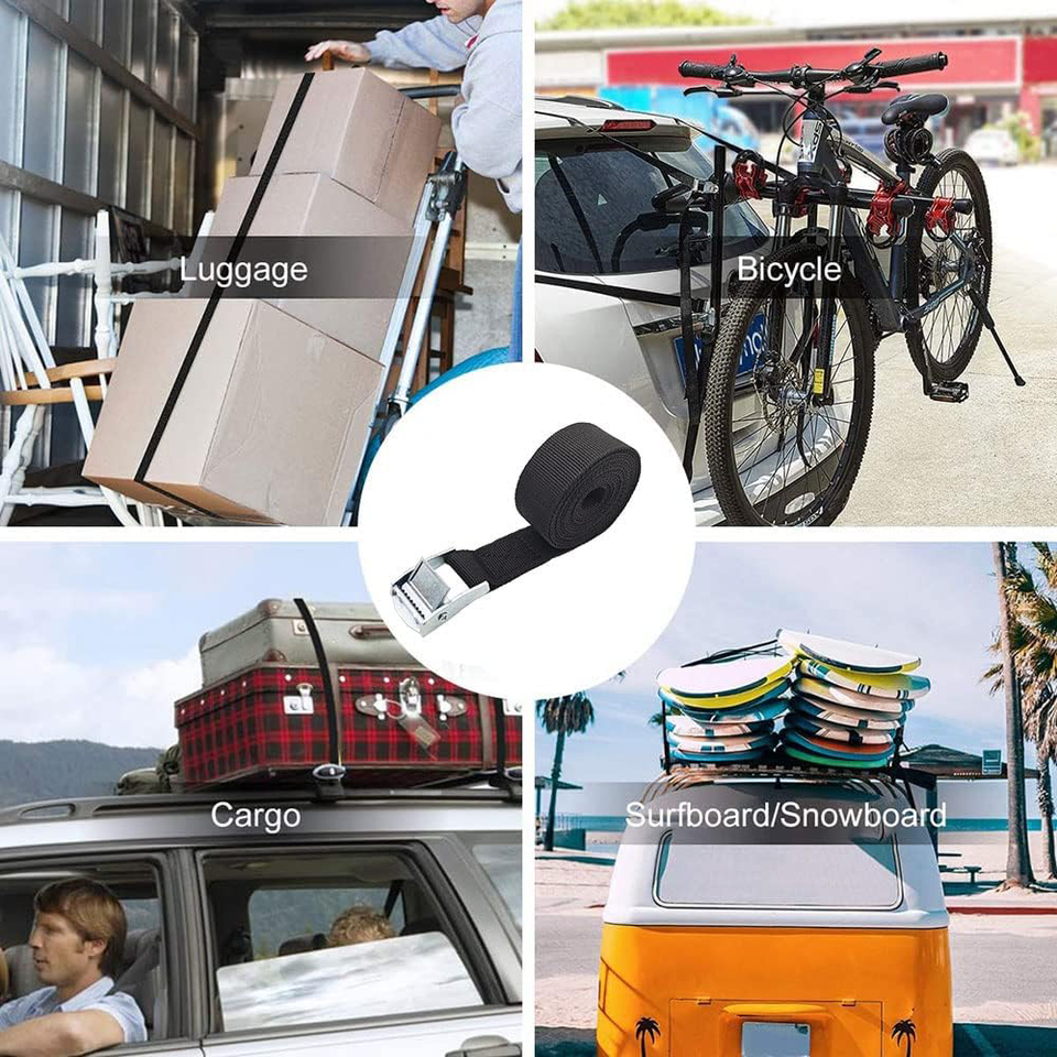 6 x 2.5M Heavy Duty Ratchet Tie Down Straps Car Roof Rack Belts Quick ...