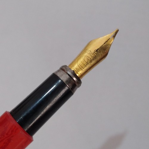 Vintage Inoxcrom Iriduim Nib Red Black Fountain Pen Blue Ink | eBay