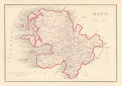 Antique MAYO county map by Alfred ADLARD. Ireland 1843 old chart | eBay UK