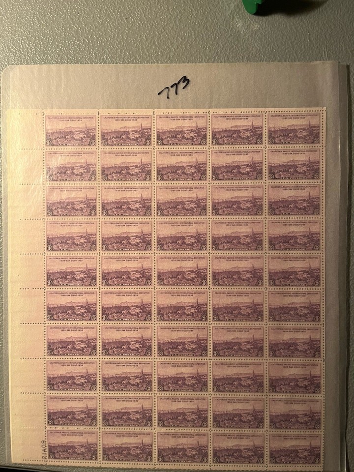 Scott #773 3c California Pacific Mint Full Sheet of 50 MNHOG | eBay