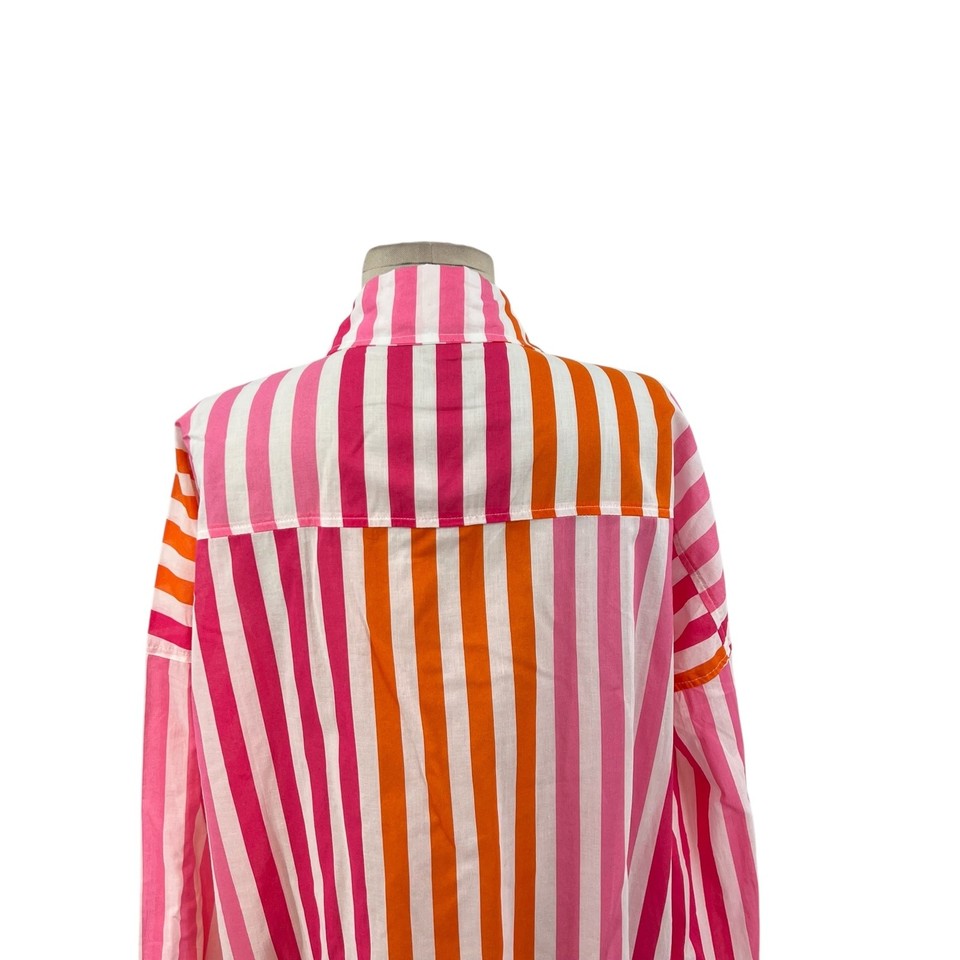 Beach Riot Alexa Top Cover-Up Sunset Stripes Pink Orange Size Large ...