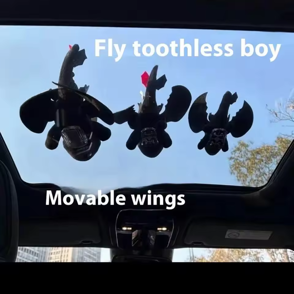 Cute Toothless Dragon Plush Car Roof Decoration Suction Cup Helmet ...
