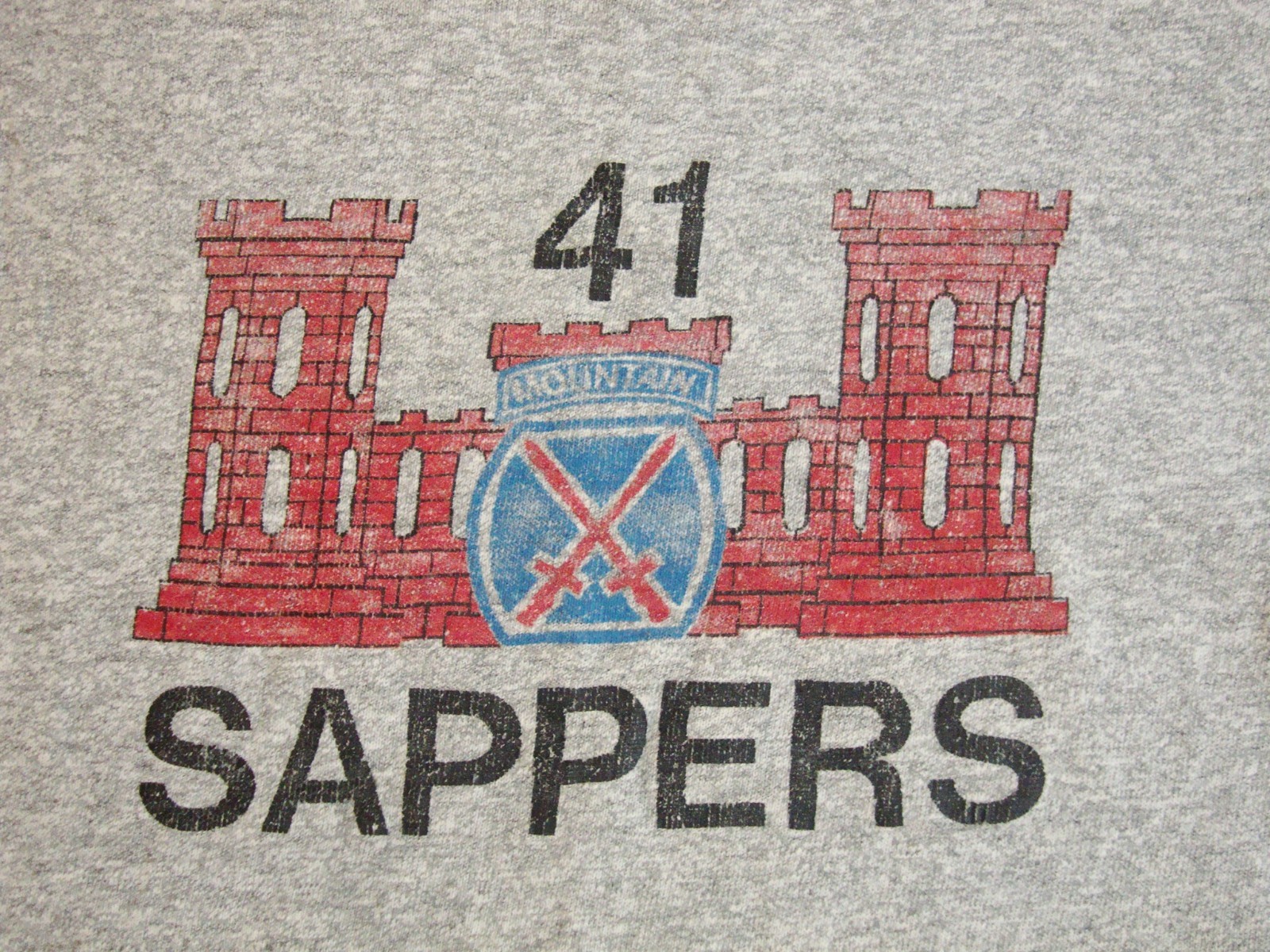 Vintage Mountain Sappers Army Military Crest Logo Gray T Shirt L | eBay