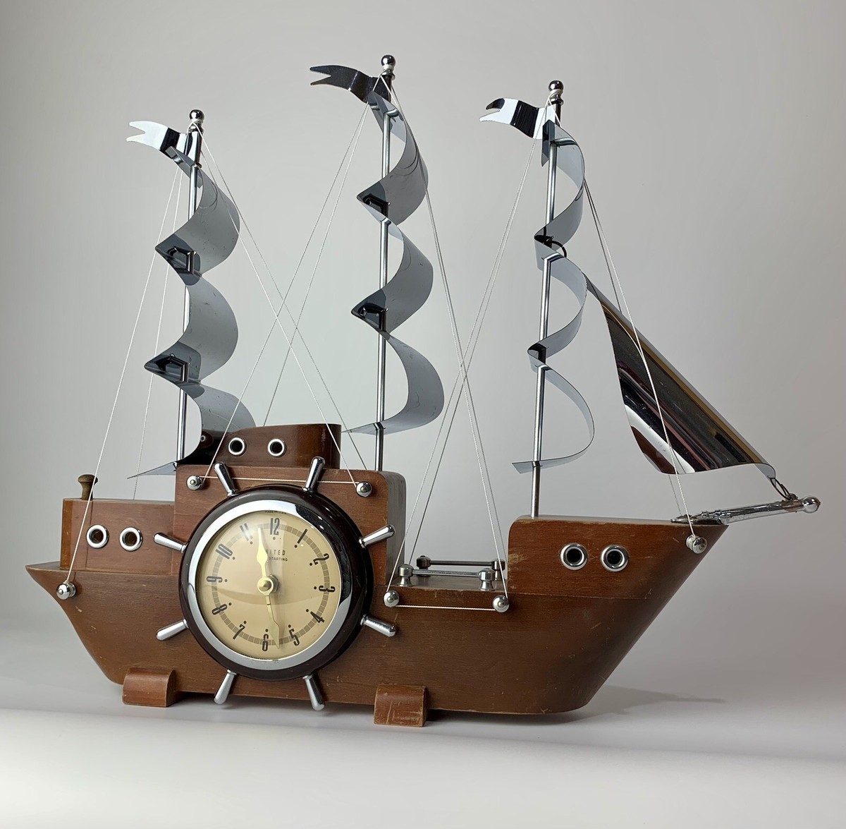 Vintage Clock Sailing Ship Boat Clock Ship Clock Mantel