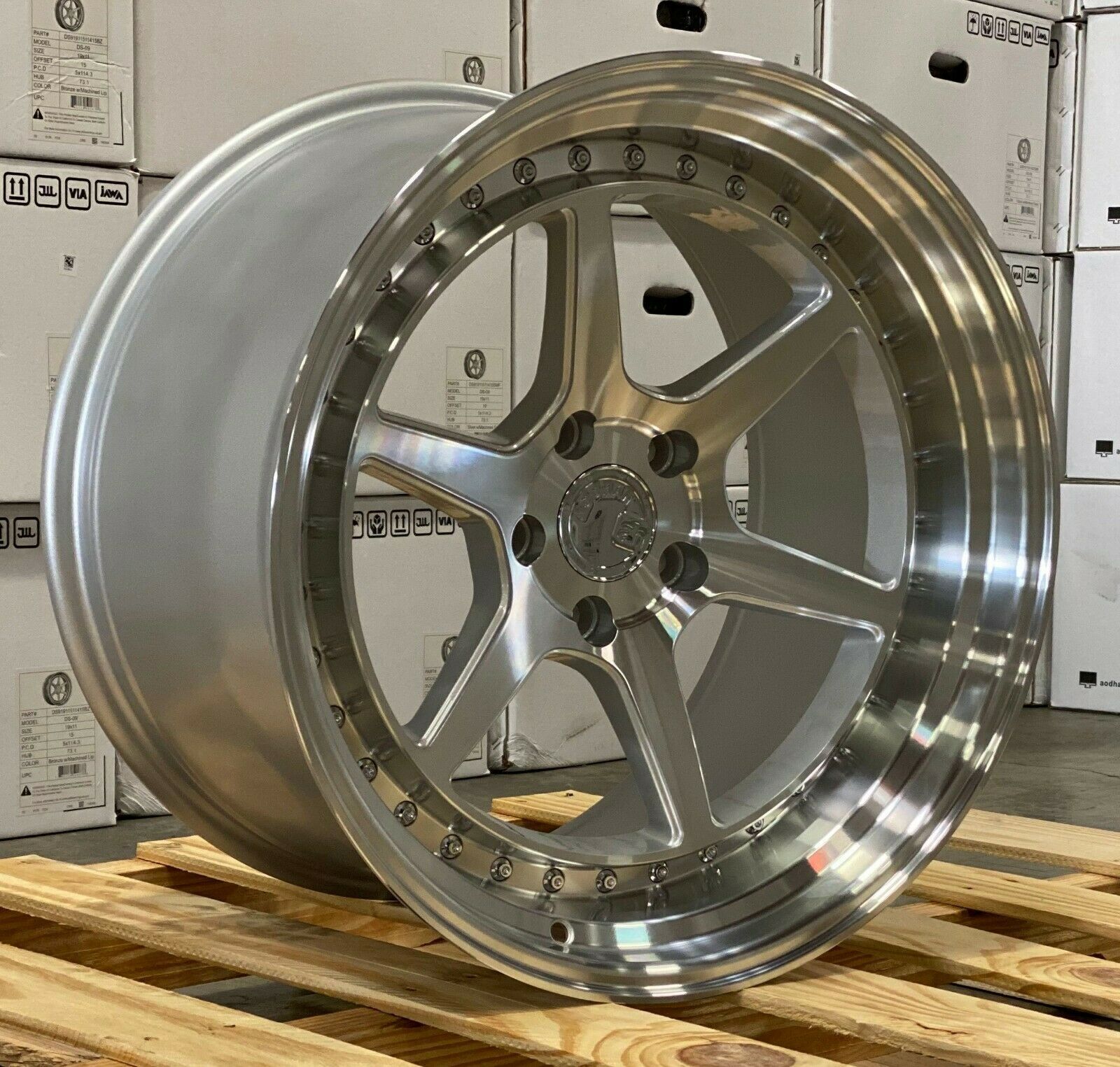 19" Aodhan DS09 Wheels 19x9.5 +15 / 19x11 +15 5x114.3 Silver Machined ...