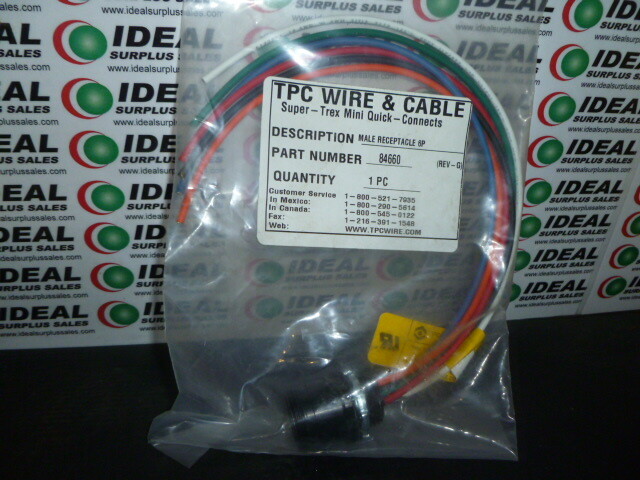 TPC Wire & Cable 84660 6-Pole Male Receptacle w/ 12" Leads for sale ...
