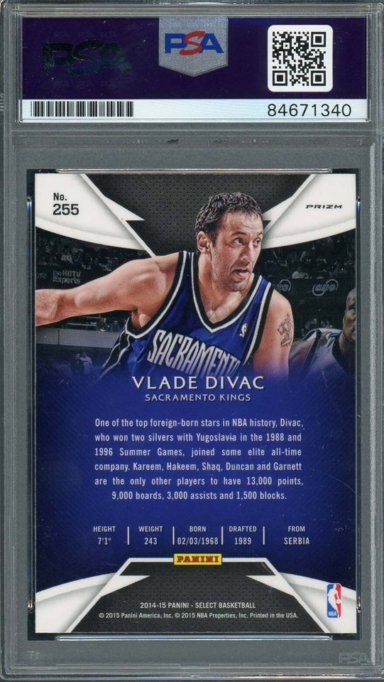 Vlade Divac Autographed 2014 Panini Select Purple White Prizm Card 255 ...