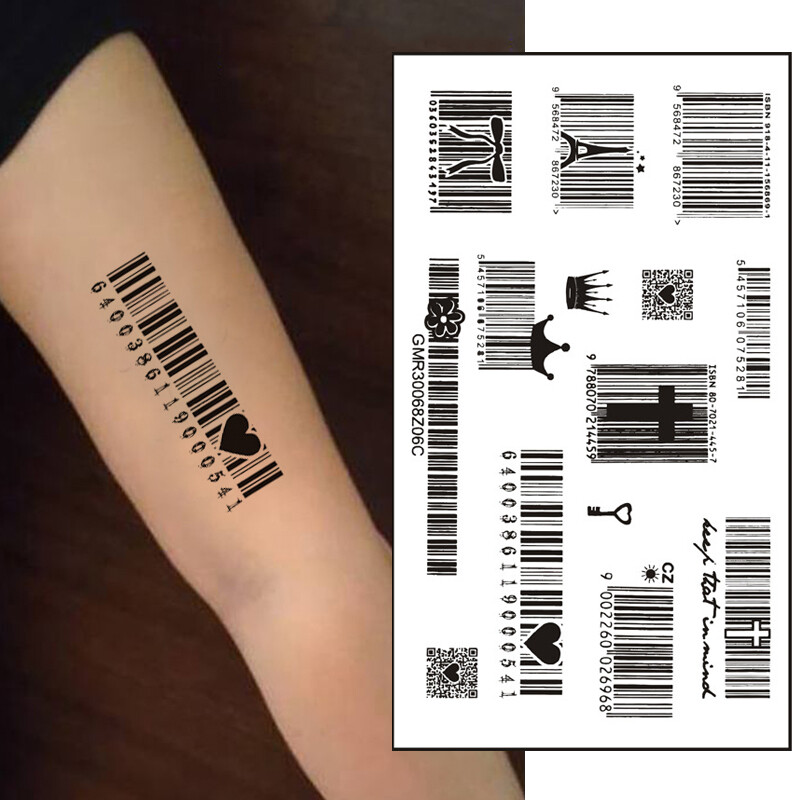 Strichcode Name Tattoos Barcode Temporary Tattoos Etsy Nederland